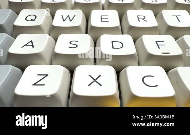 Keyboard letters on white mechanical keyboard for programmers in office ...