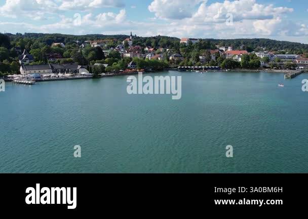 Aerial drone view of Starnberg See lake, Bavaria Germany. Recreation ...