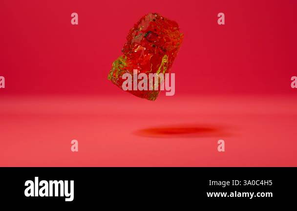 Oil fill rotating golden barrel on red background. Oil industry concept ...