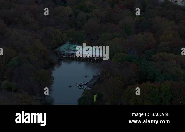 Aerial view of the iconic Central Park Boathouse bar and restaurant ...