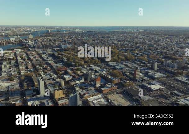 Urban landscape of Queens, New York City showing the grid pattern of ...