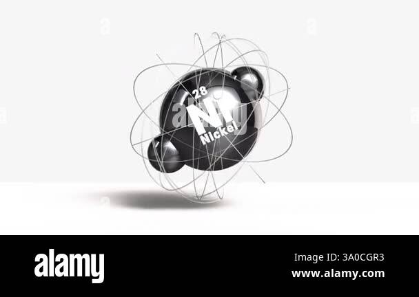Nickel Ni transition metal 3d atom animation element 28 from periodic ...