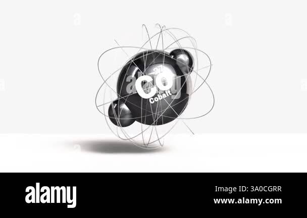 Cobalt Co transition metal 3d atom animation element 27 from periodic ...