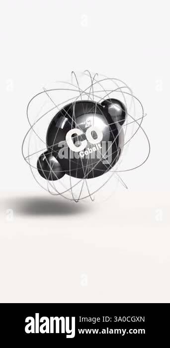 Vertical Cobalt Co transition metal 3d atom animation element 27 from ...