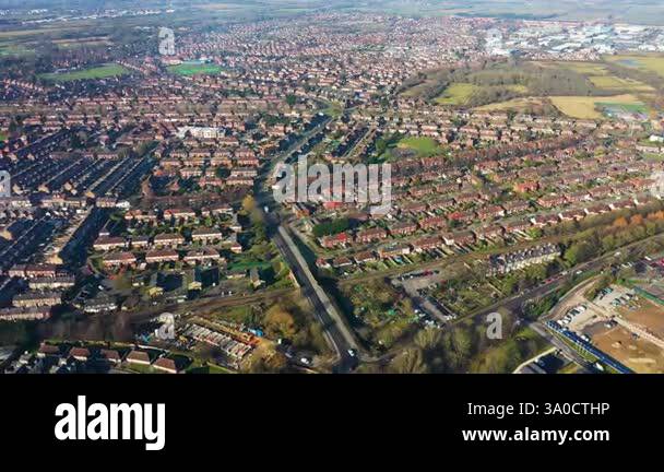 Aerial drone footage of the city of York in North Yorkshire, England ...