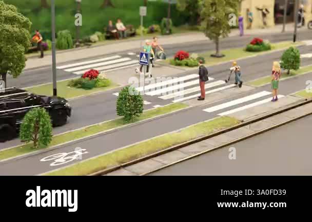 Highly Detailed Miniature City Scene With Pedestrian Crossing, Black ...