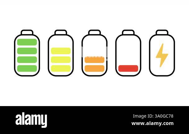 Battery Charge Level Animation. Looped animation of battery charge ...