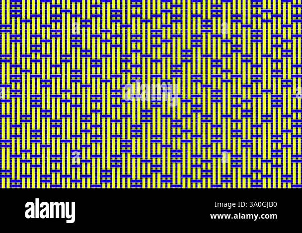 Blue and yellow abstract art of horizontal and vertical lines moving ...
