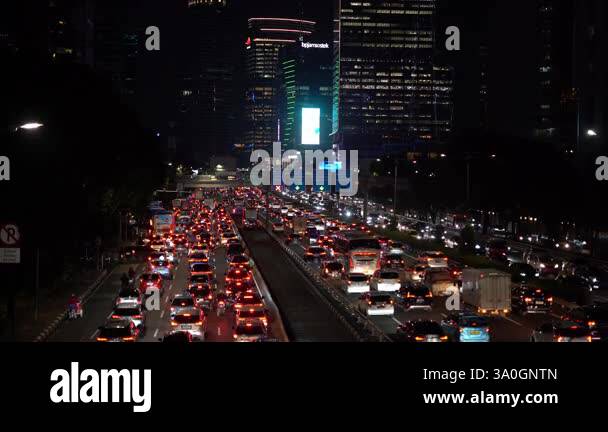 rush hour road traffic. city night traffic jam. urban city street. busy ...
