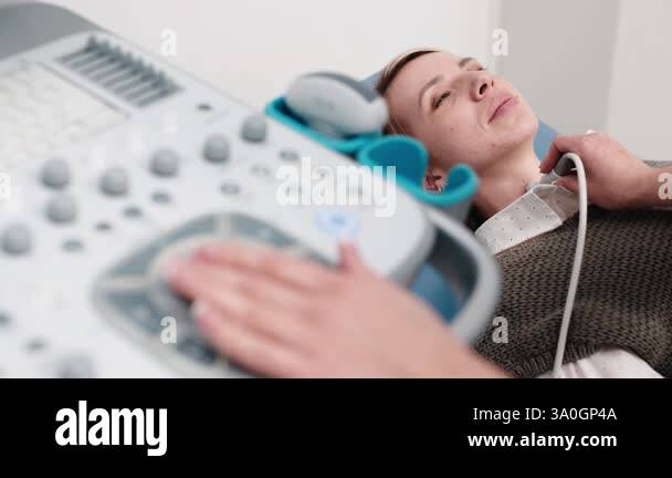 Close up cropped shot of modern medical device, ultrasound machine ...