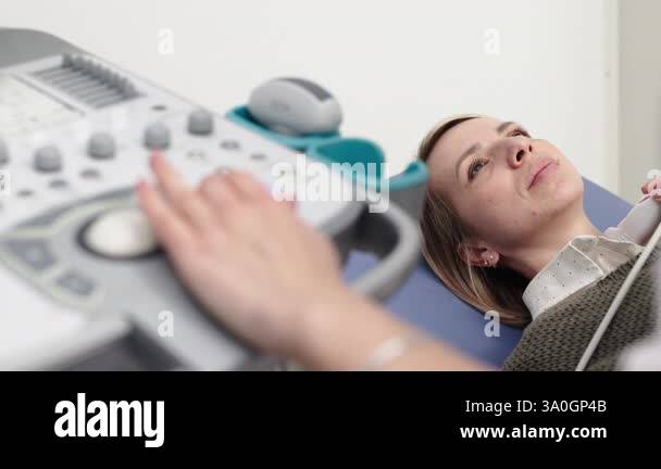 Close up cropped shot of modern medical device, ultrasound machine ...