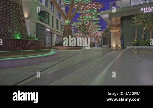 Doha, Qatar-January 14 2025: Crystal walkway in Gewan Island in the ...