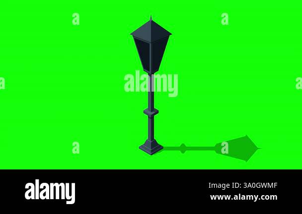 Isometric of light lamp pillar animation. Isometric street light ...