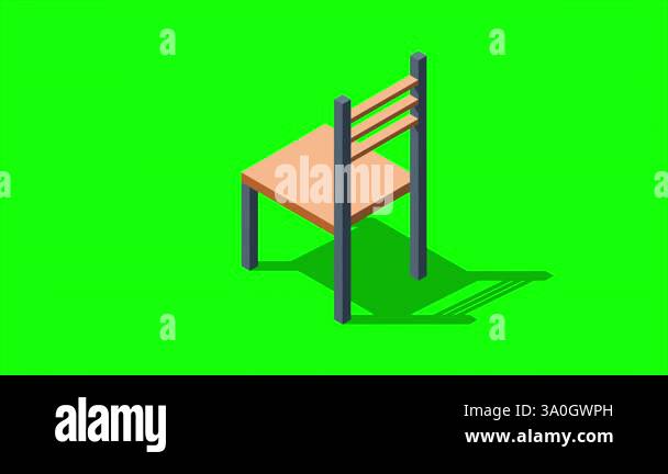 Isometric chair animation. Wooden chair. Chair icon in isometric style ...