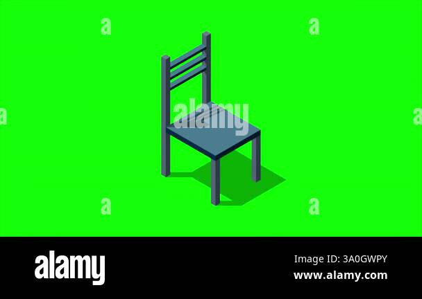 Isometric chair animation. Wooden chair. Chair icon in isometric style ...