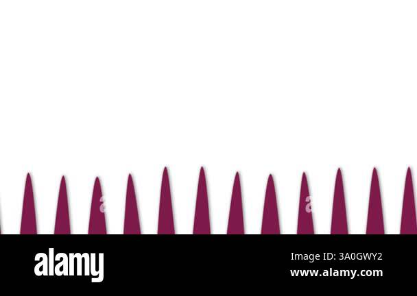 A series of sharp, elongated triangular shapes in a deep maroon color ...