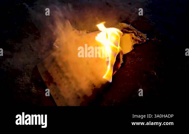 slow motion video fire burning. slow motion video paper burning. fire ...