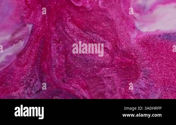 Shimmer spill. Paint mix. Pink purple wave spread surface sparkling ...