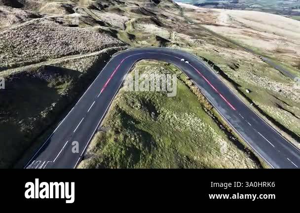 The hairpin bend on the A4069, the Black Mountain Pass in South Wales ...
