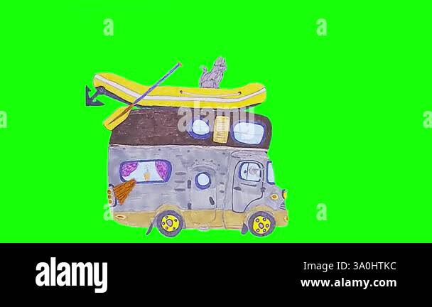 This charming paper animation showcases a camper van embarking on a fun ...