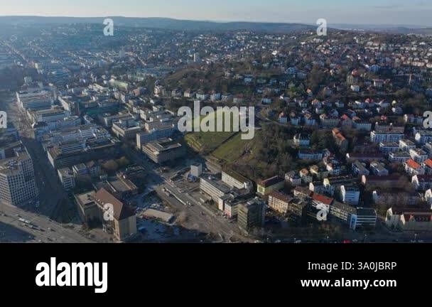 Stuttgart cityscape revealing urban design, vineyard on a terraced hill ...