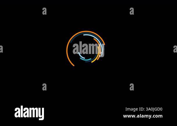 A transparent background loading animation with rotating concentric rings featuring colored ...