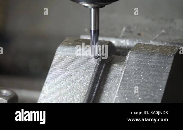 Close up scene the CNC milling machine scan cutting in bidirectional ...