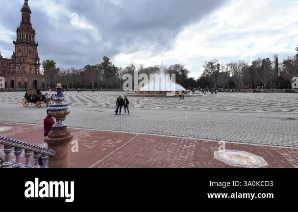 Beautiful Plaza de Espana with people exploring, Andalusia Stock Video ...
