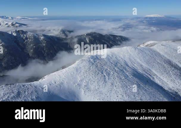 Amazing Aerial Winter view of Rila mountain near Musala peak, Bulgaria ...