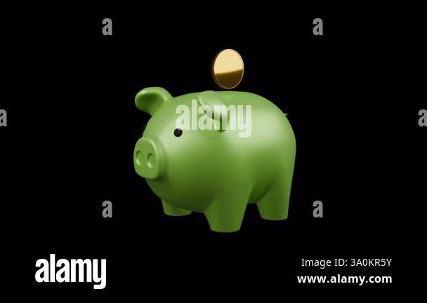 Colored Piggy Bank on a transparent alpha channel Stock Video Footage ...