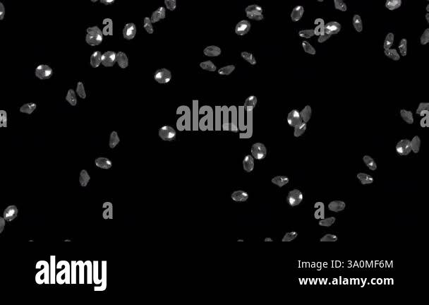 Shiny Diamonds Falling 3D Animation Black Background Stock Video ...