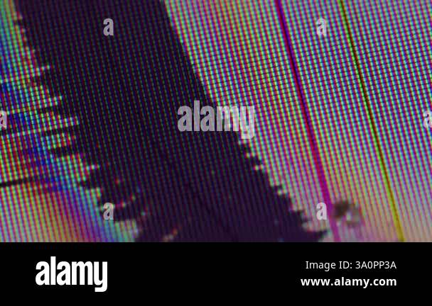 Defective screen. Glitch grid. Blurred wavy spreading black liquid on ...