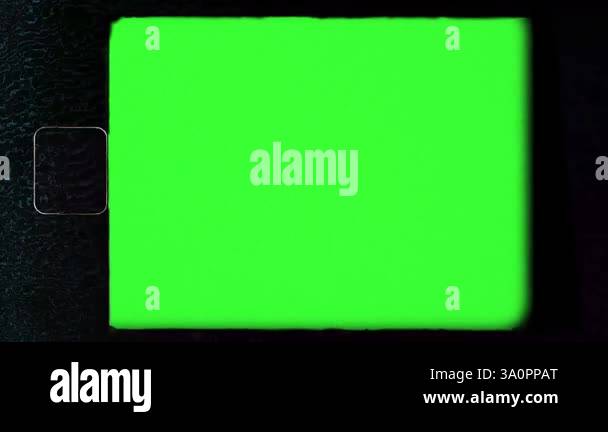 Green screen Broken old TV with warped screen, glitch transition. High ...