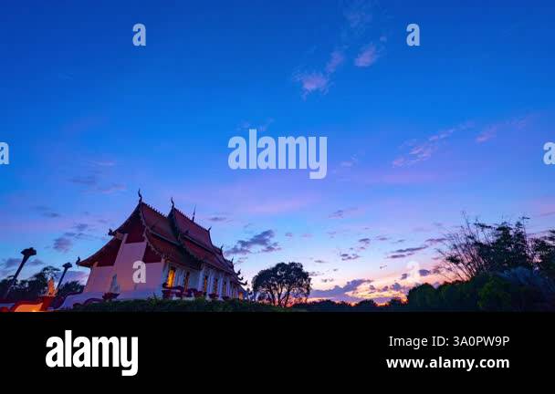 Time lapse Wat Baan Khan Temple at twilight Stock Video Footage - Alamy