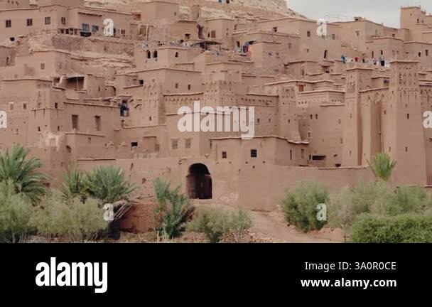 Ancient Ait Benhaddou Kasbah in Morocco. Built of clay bricks, this ...
