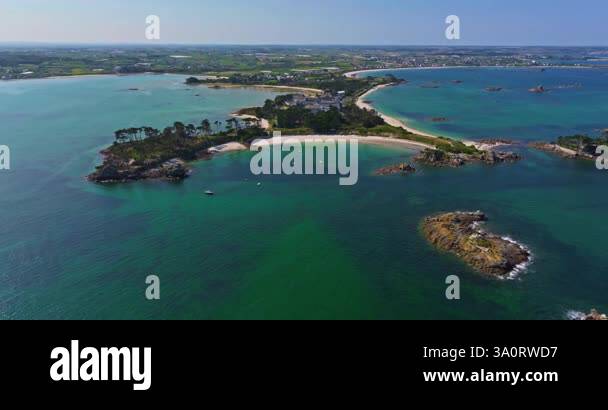 A beautiful view near Roscoff on the Atlantic Ocean on coast of France ...