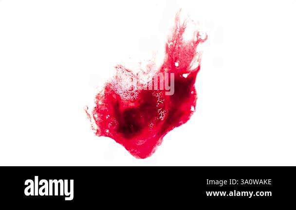 Real spit blood with heart shape in vibrant red tones against white ...