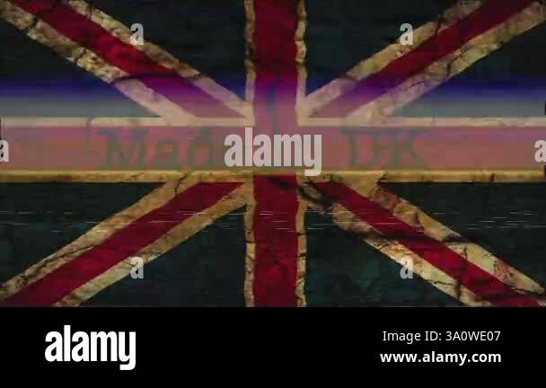 Vintage Union Jack Flag With Rustic 'Made in UK' Text Overlay Stock ...