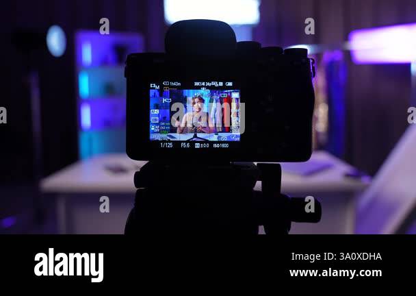 A view from the display of a camera recording an expert video of a ...