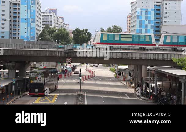 Singapore-2 Mar 2025: Self Driving Light Rapid Transit LRT on elevated ...