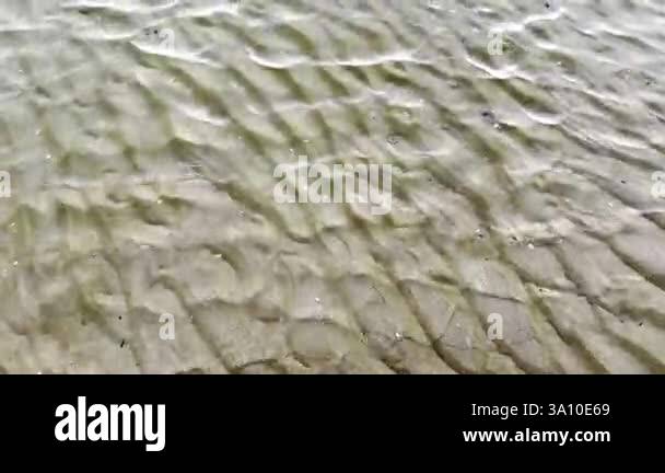 Natural sand texture beneath shallow water with ripples and patterns ...