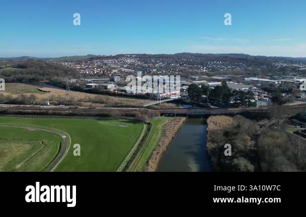 Newton Abbot, South Devon, England: DRONE VIEWS: Zoom out from a high ...
