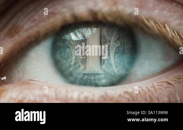Us Dollars Bills Money in Eye Looking in Woman Close-up. See Many USA ...
