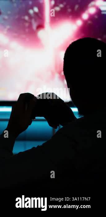 Vertical Video Male gamer getting frustrated with his failure and lost ...