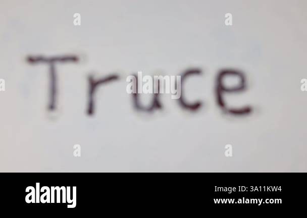 Truce text on white background. Armistice Stock Video Footage - Alamy