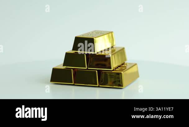 A striking and visually appealing arrangement of shiny gold bars ...