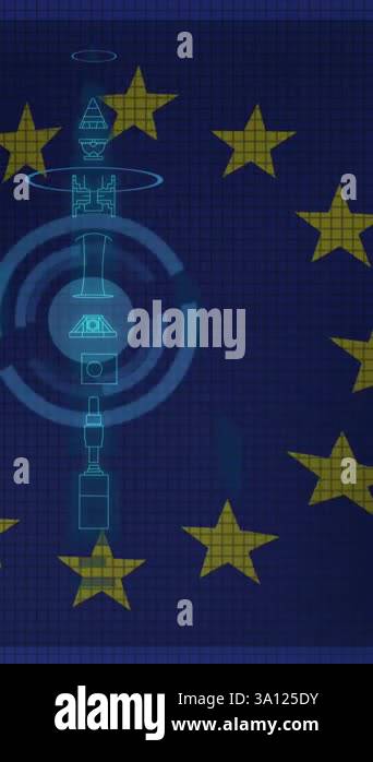 Animation of digital interface with missile over ue flag. ukraine ...