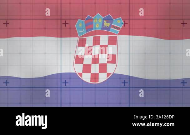 Croatian flag animation with coat of arms, showing red, white, blue ...