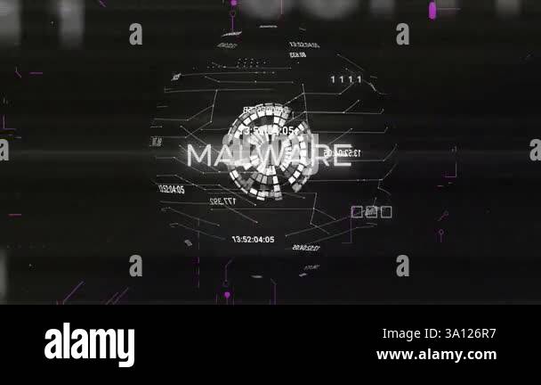 Digital animation of globe with MAXCORE text and binary code elements swirling. Technology ...