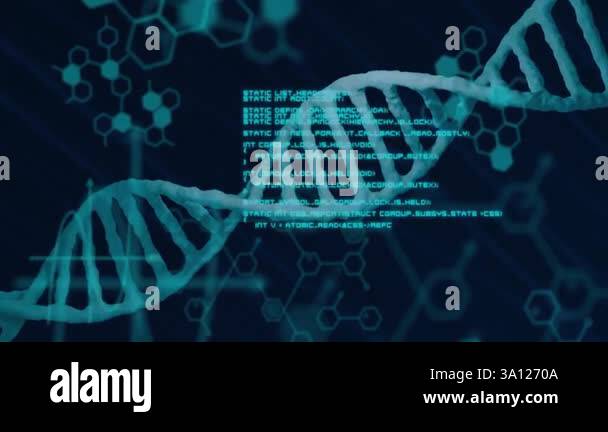 Processing scientific data, DNA strand and binary coding animation in ...
